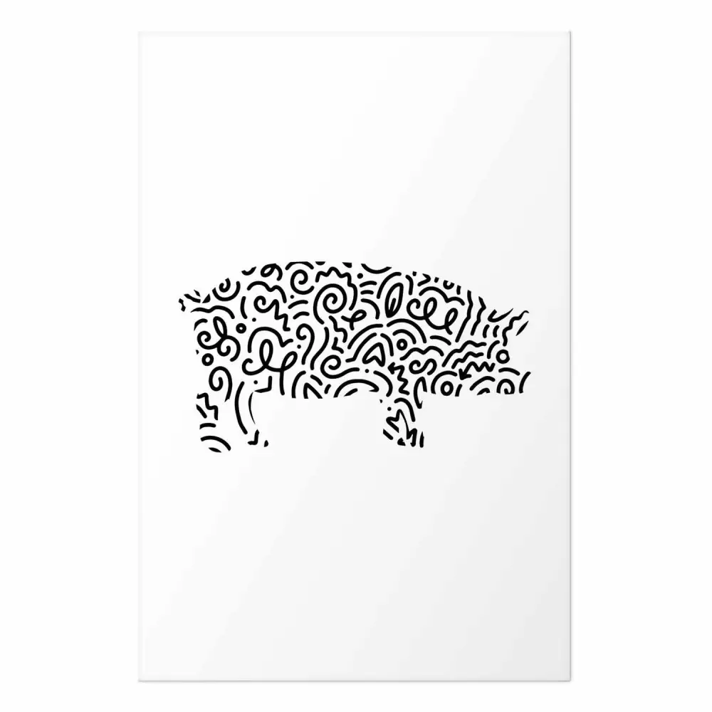 Poster Black and White Pig - abstract patterns forming the shape of a ...