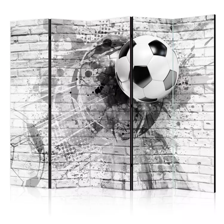 Room Divider Screen Football Dynamics II (5-piece) - black and white ...