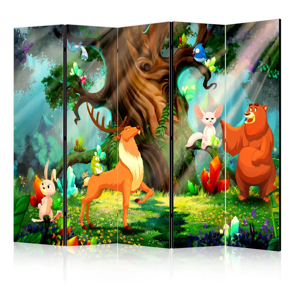 Room Divider Screen Teddy Bear and Friends II (5-piece) - colorful ...