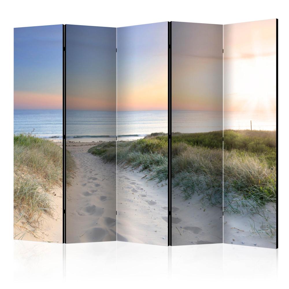 Room Divider Screen Morning Beach Walk II - seascape of the sea and ...