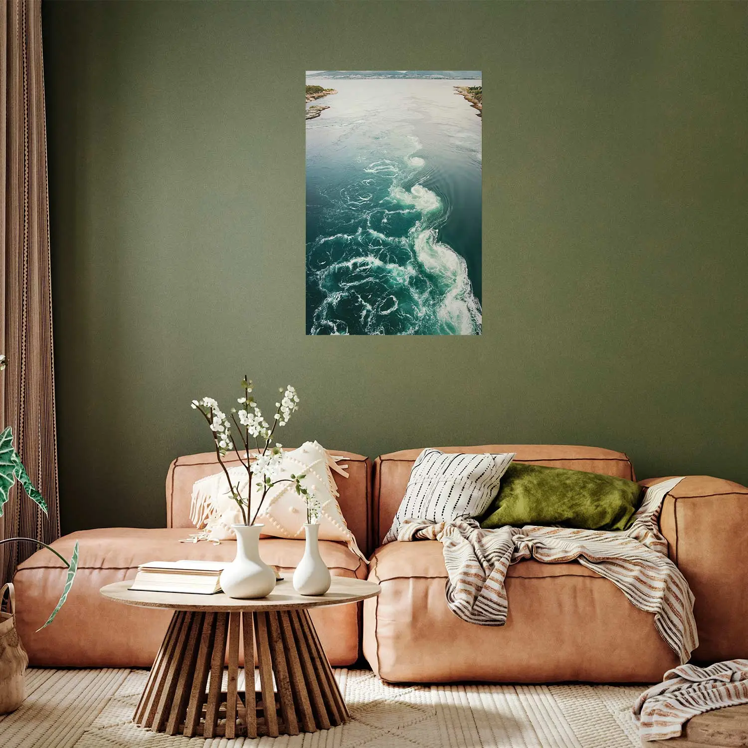 Poster Turquoise Whirls - landscape of a blue lake with small waves ...