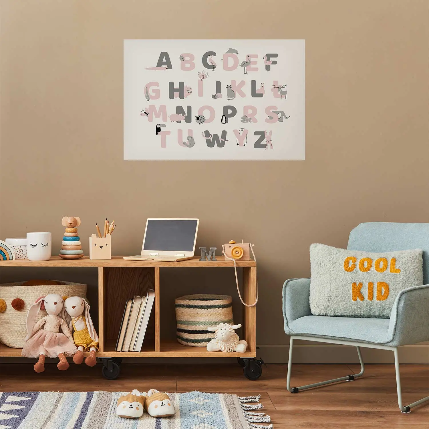 Poster Polish Alphabet for Children - Gray and Pink Letters with ...