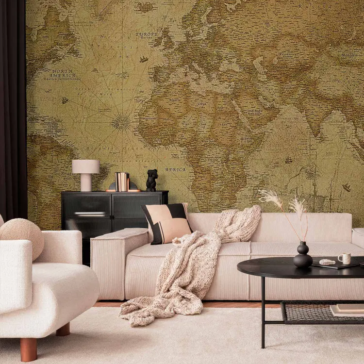 Wall Mural Explorer - Old World Map with Retro-Style Continents and a ...