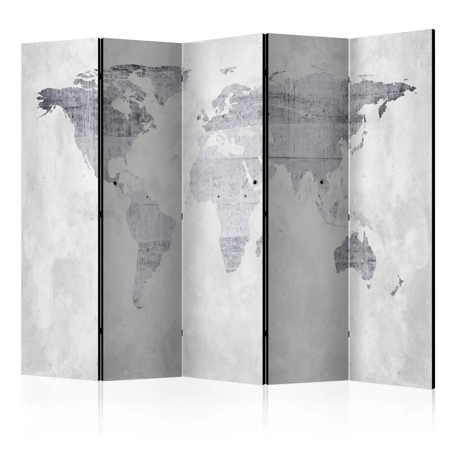 Room Divider Screen Concrete Map - world map with gray continents on a ...